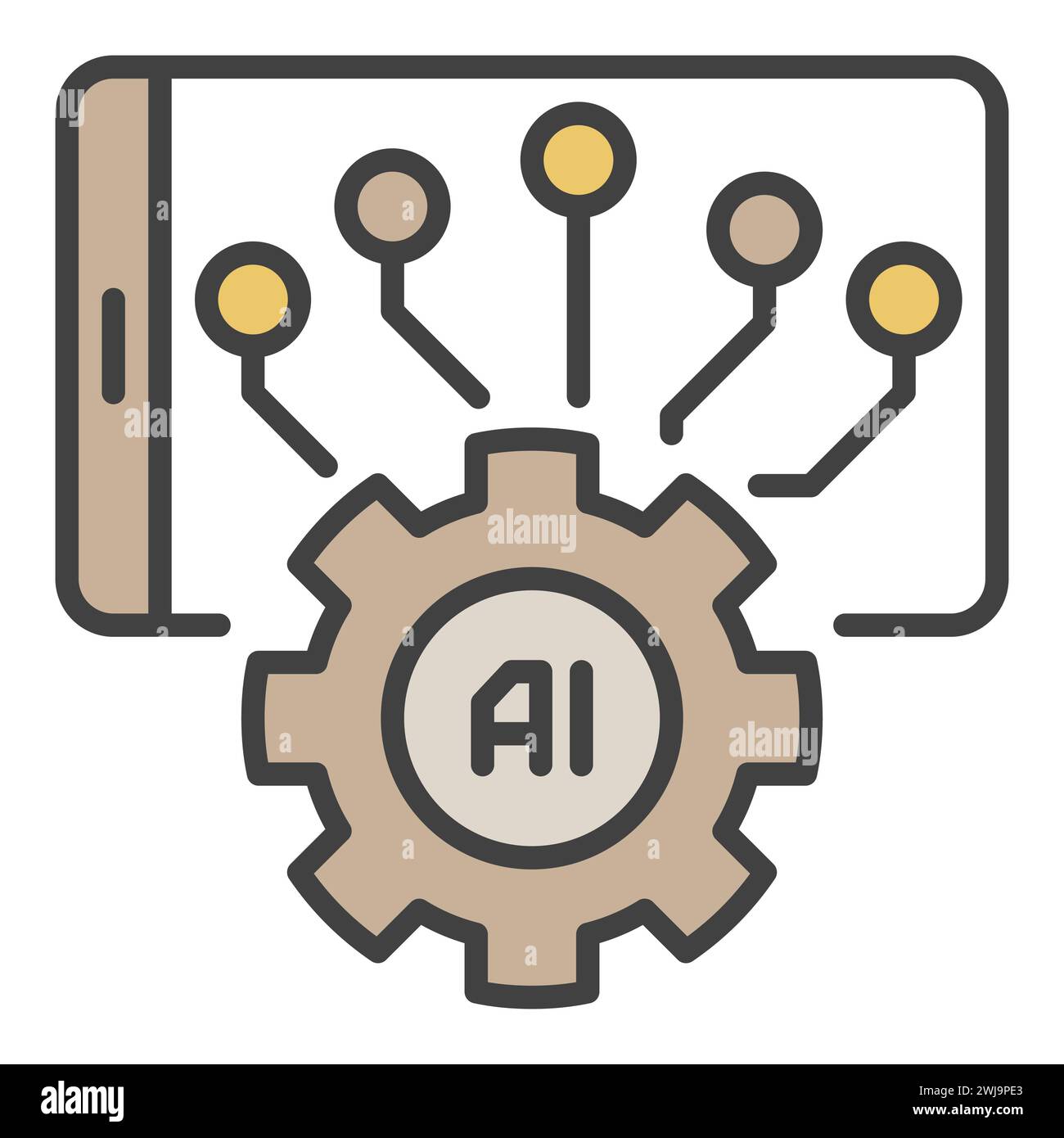 Smartphone AI Settings vector Gear with Phone concept colored icon or ...