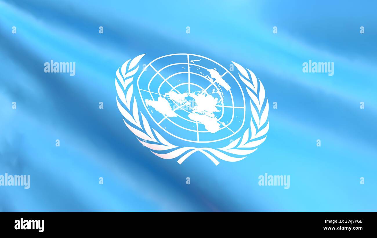United nations flag waving in the wind un hi-res stock photography and ...