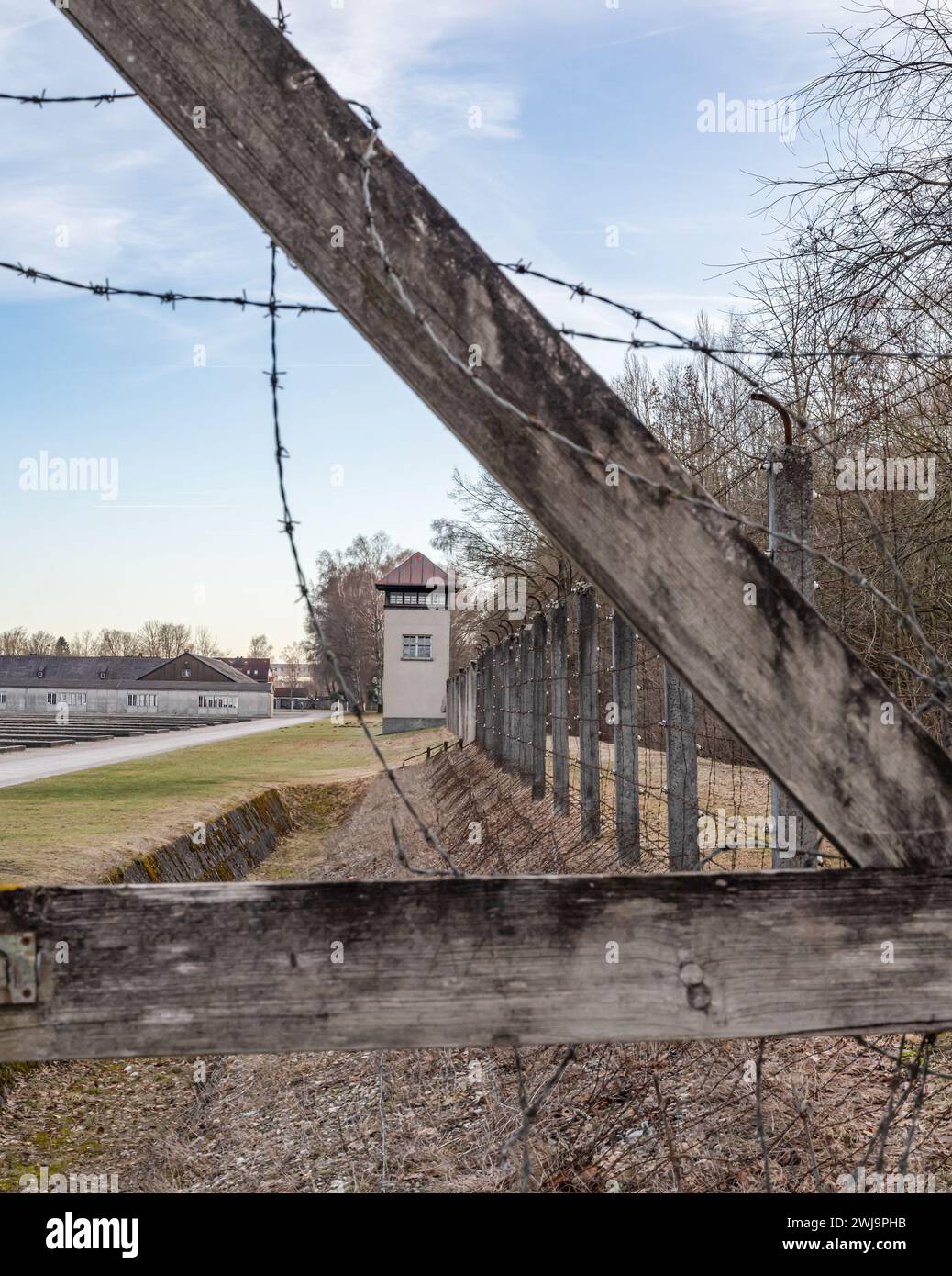 Old World War 2 Watchtower in the Dachau Concentration camp memorial ...