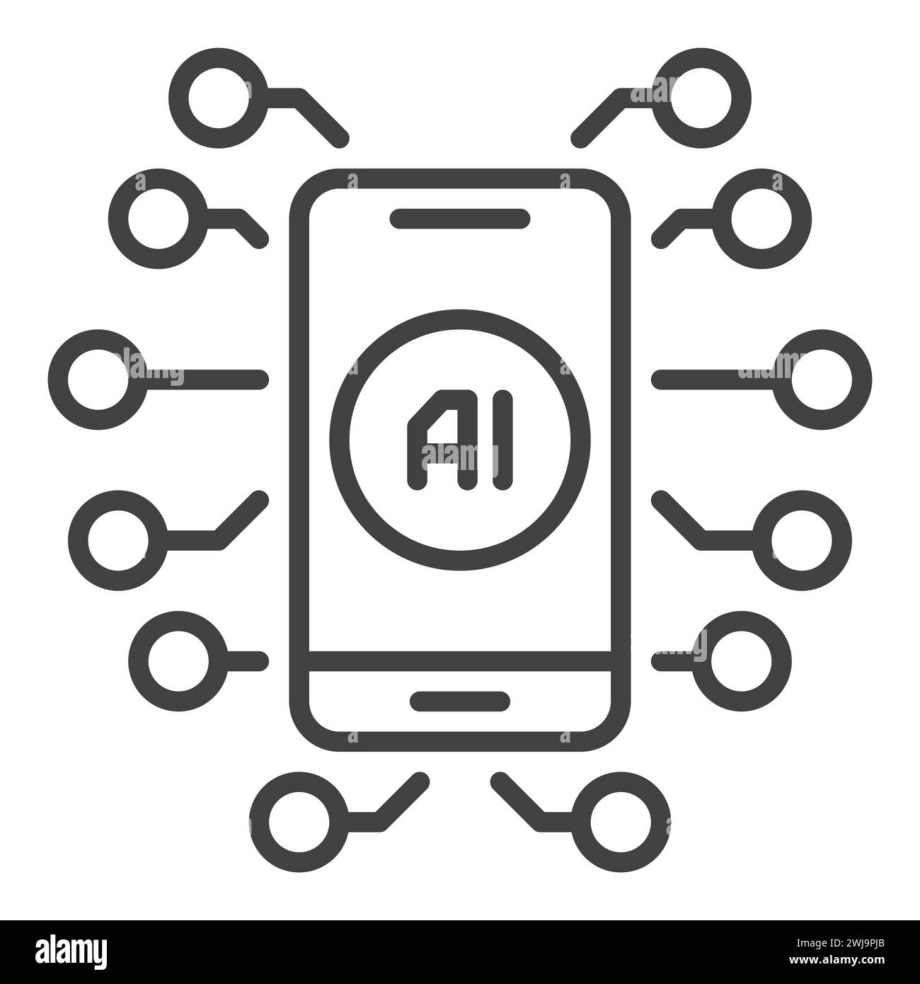 Artificial Intelligence in Smart Phone vector AI in Mobile Device ...