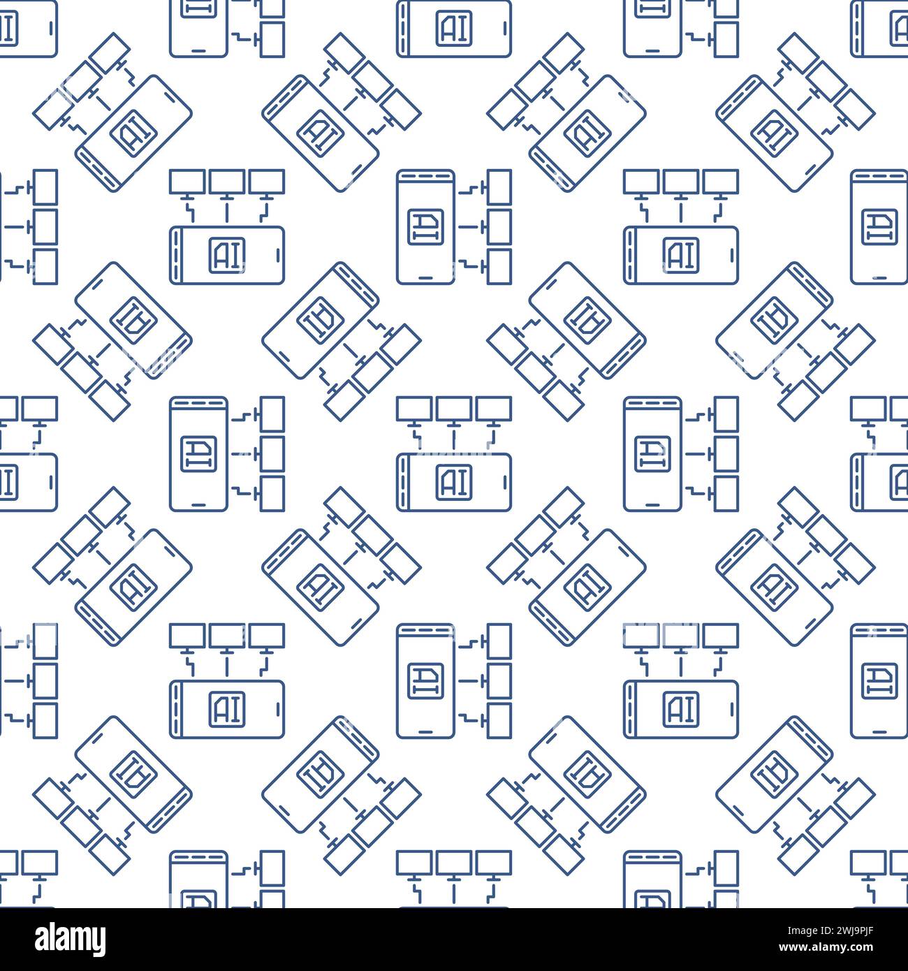 Computers with Artificial Intelligence Smartphone vector AI Technology concept outline seamless ...