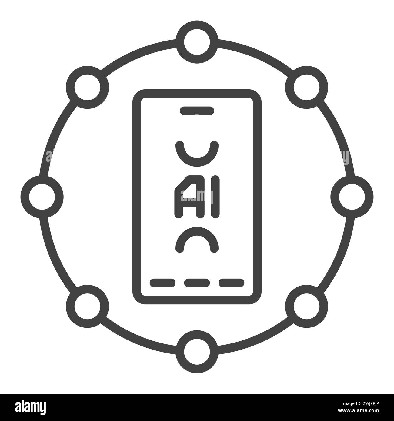 Circle with Artificial Intelligence Smartphone vector AI concept icon ...