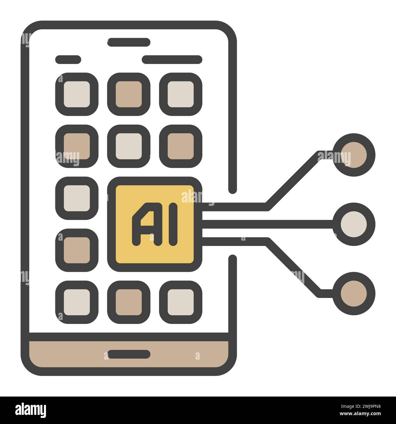 Smartphone Screen with AI App vector New Technology concept colored ...