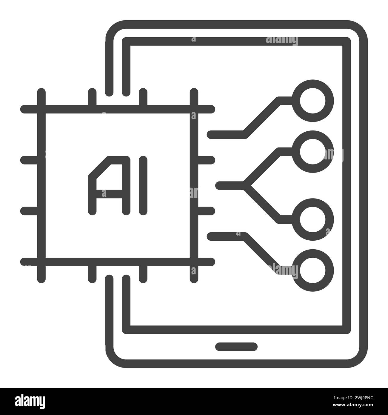 Tablet with AI Chip vector Artificial Intelligence concept icon or sign ...
