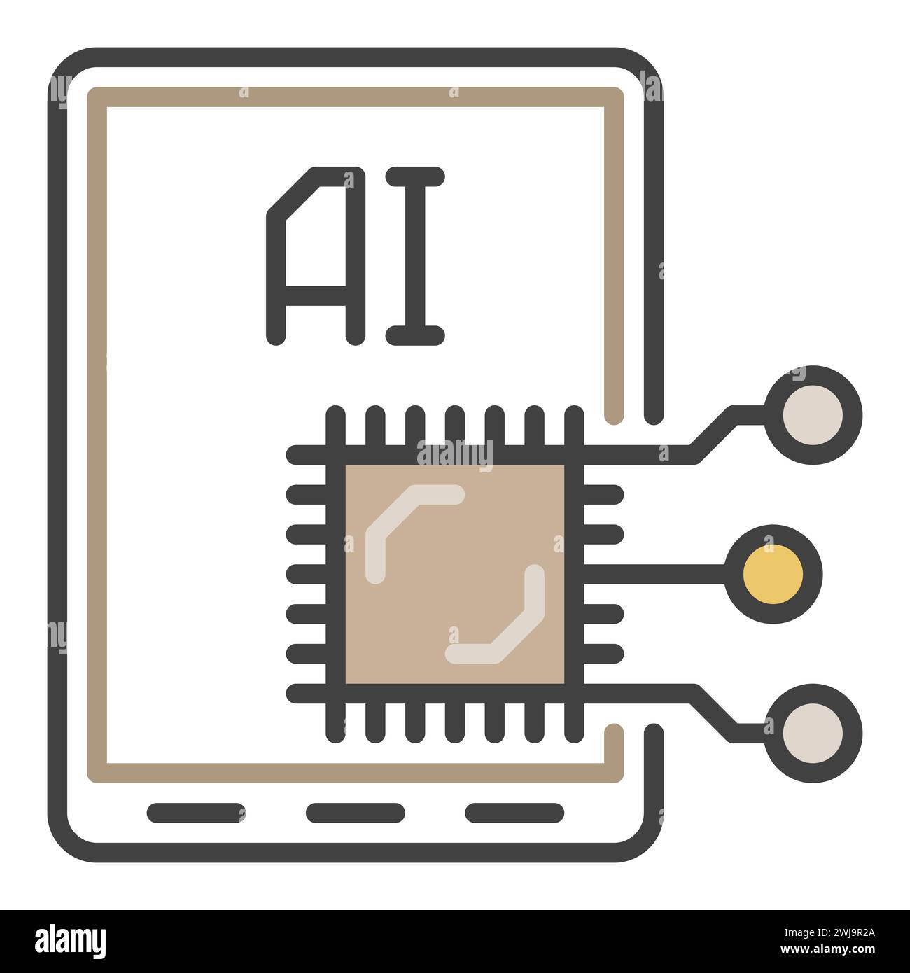 Tablet and Artificial Intelligence vector AI Technology concept colored ...