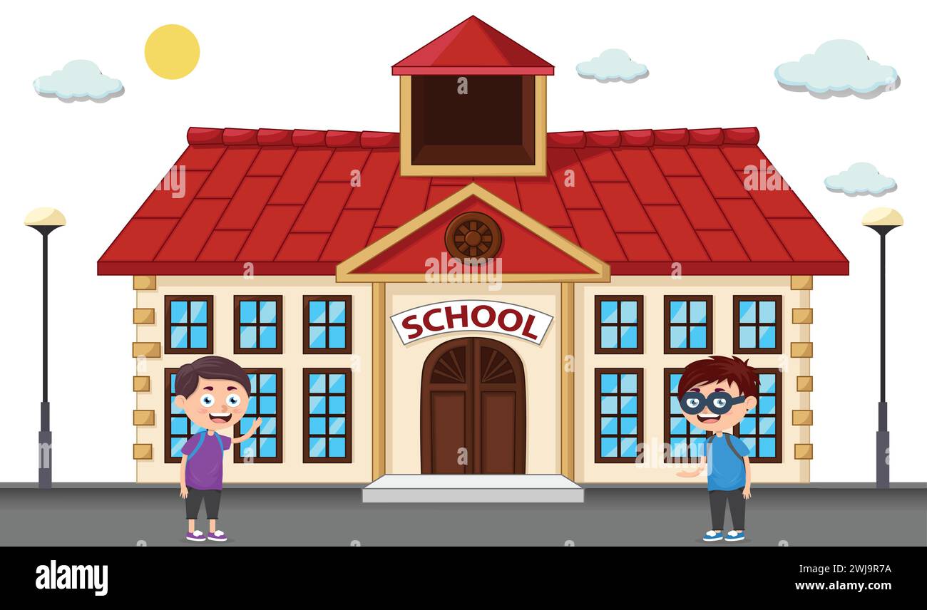 Back school cartoon kids in hi-res stock photography and images - Alamy