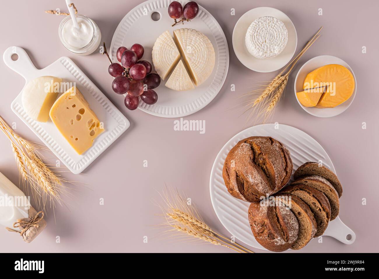 Traditional dairy treats for the holiday of Shavuot. cheese, cottage ...