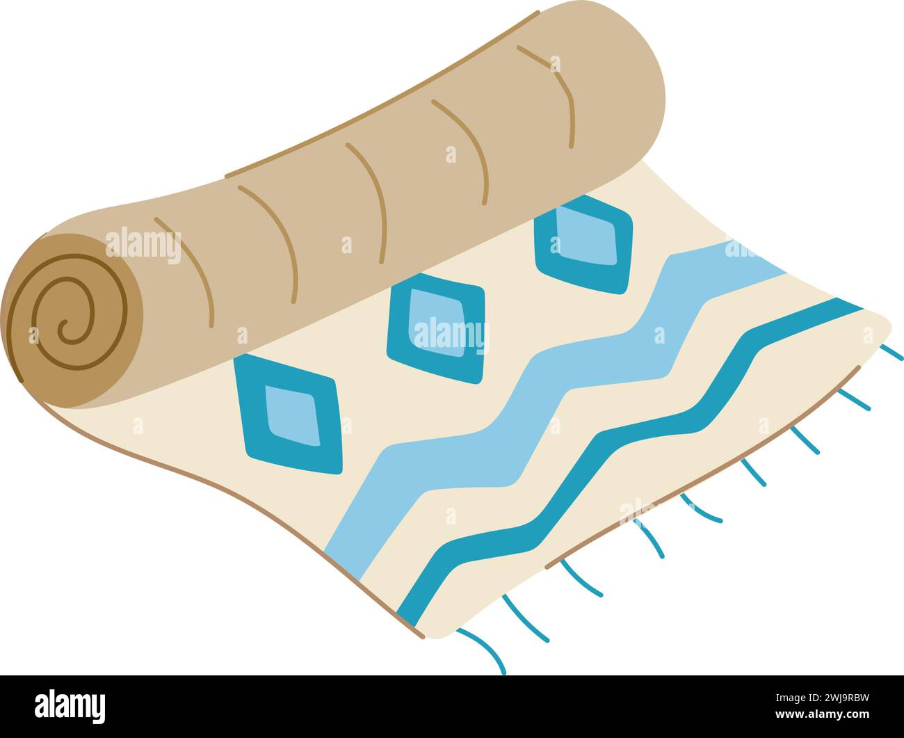 watercolor boho rug cartoon vector illustration Stock Vector Image ...