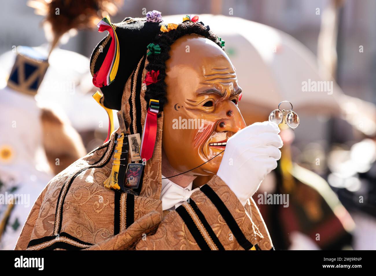 Rottweil, Germany. 13th Feb, 2024. A Schantle, a Rottweiler jester ...
