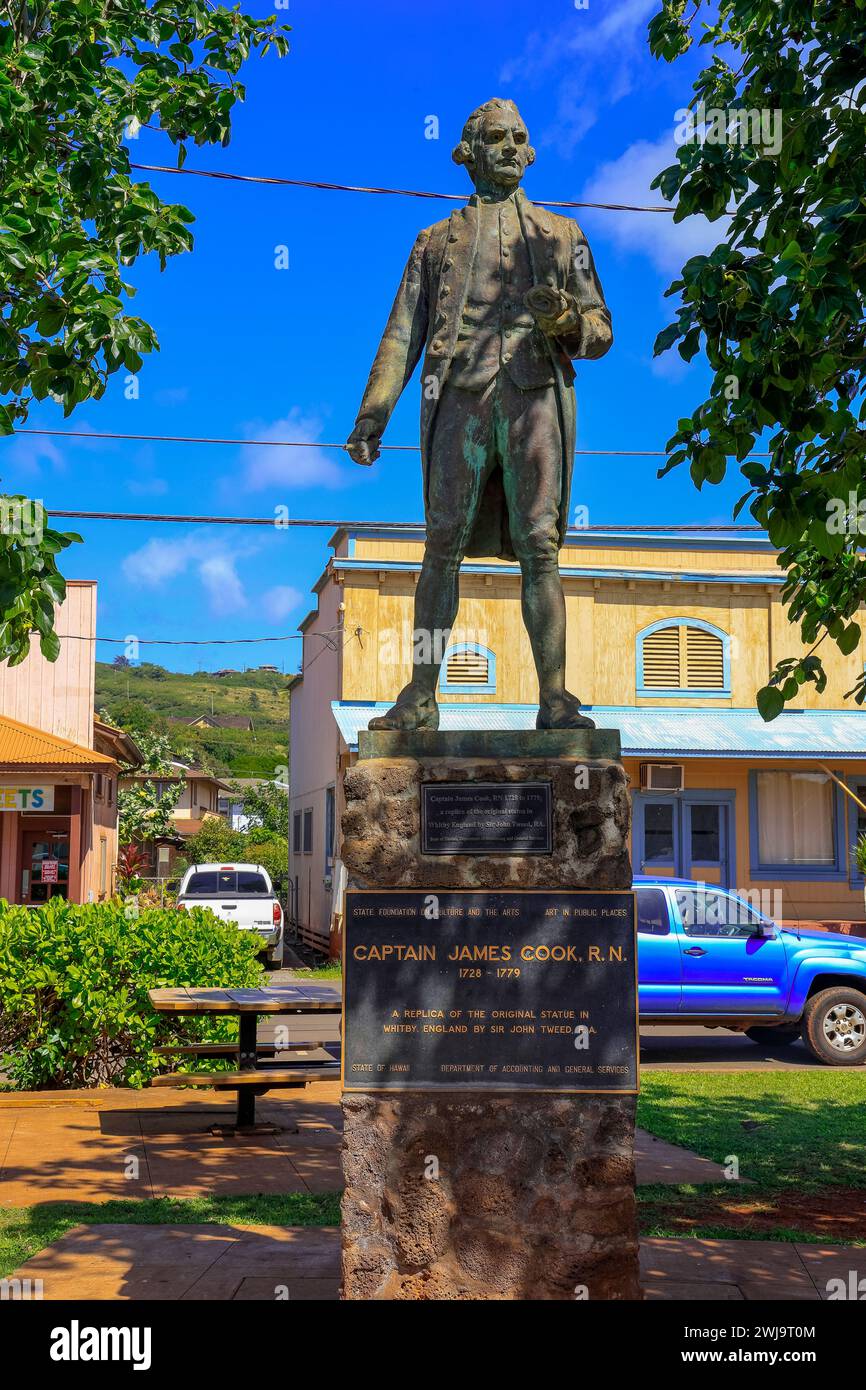 Captain Cook, Statue, Waimea, Town, Kauai, Hawaii Stock Photo - Alamy
