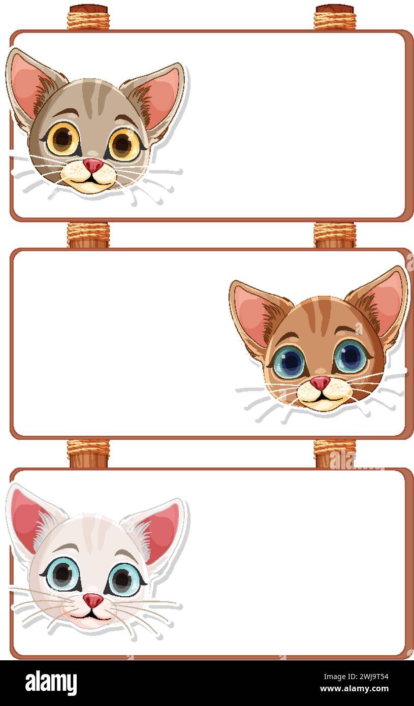 Three adorable cartoon kittens with empty signs Stock Vector Image ...