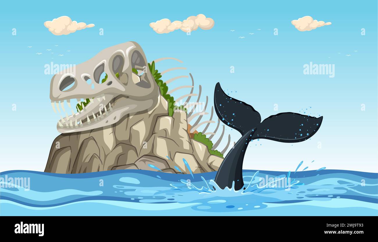 Whale skeleton illustration hi-res stock photography and images - Alamy