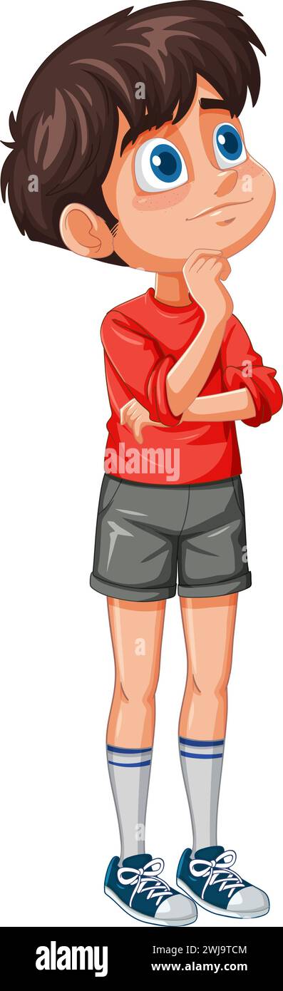 Cartoon boy thinking with a curious expression Stock Vector Image & Art ...