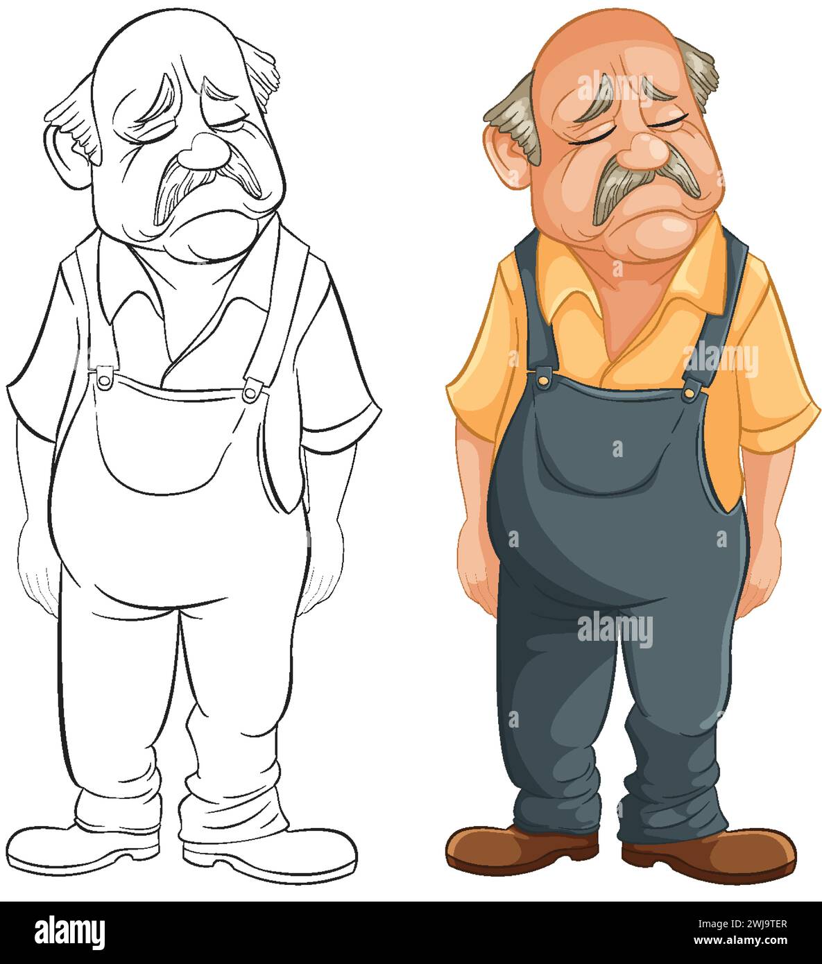 Illustration two elderly men Cut Out Stock Images & Pictures - Alamy