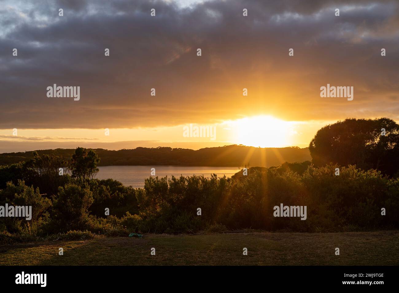 First morning light over the lake. Robe, South Australia Stock Photo ...