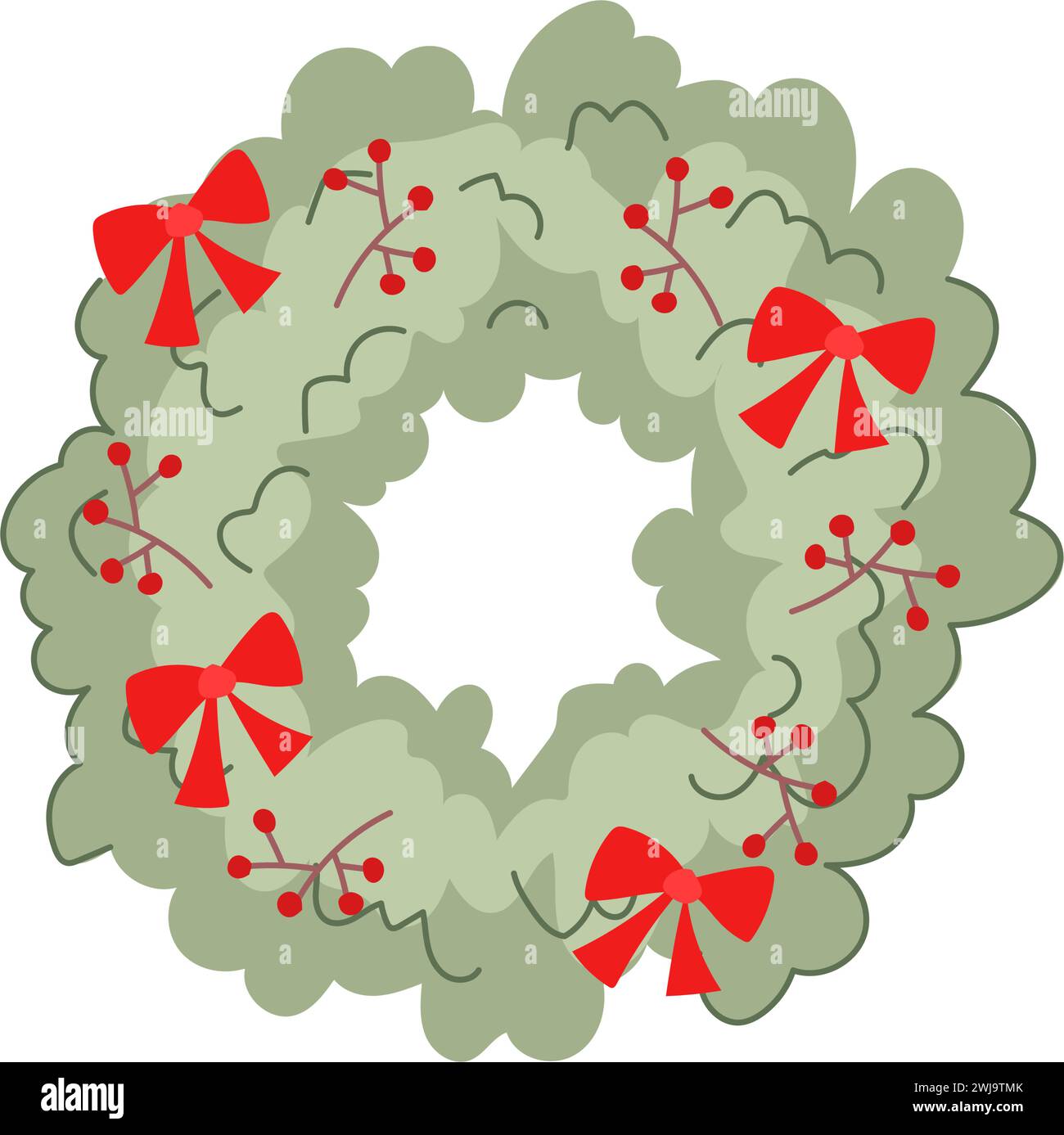 frame christmas wreath cartoon vector illustration Stock Vector Image ...
