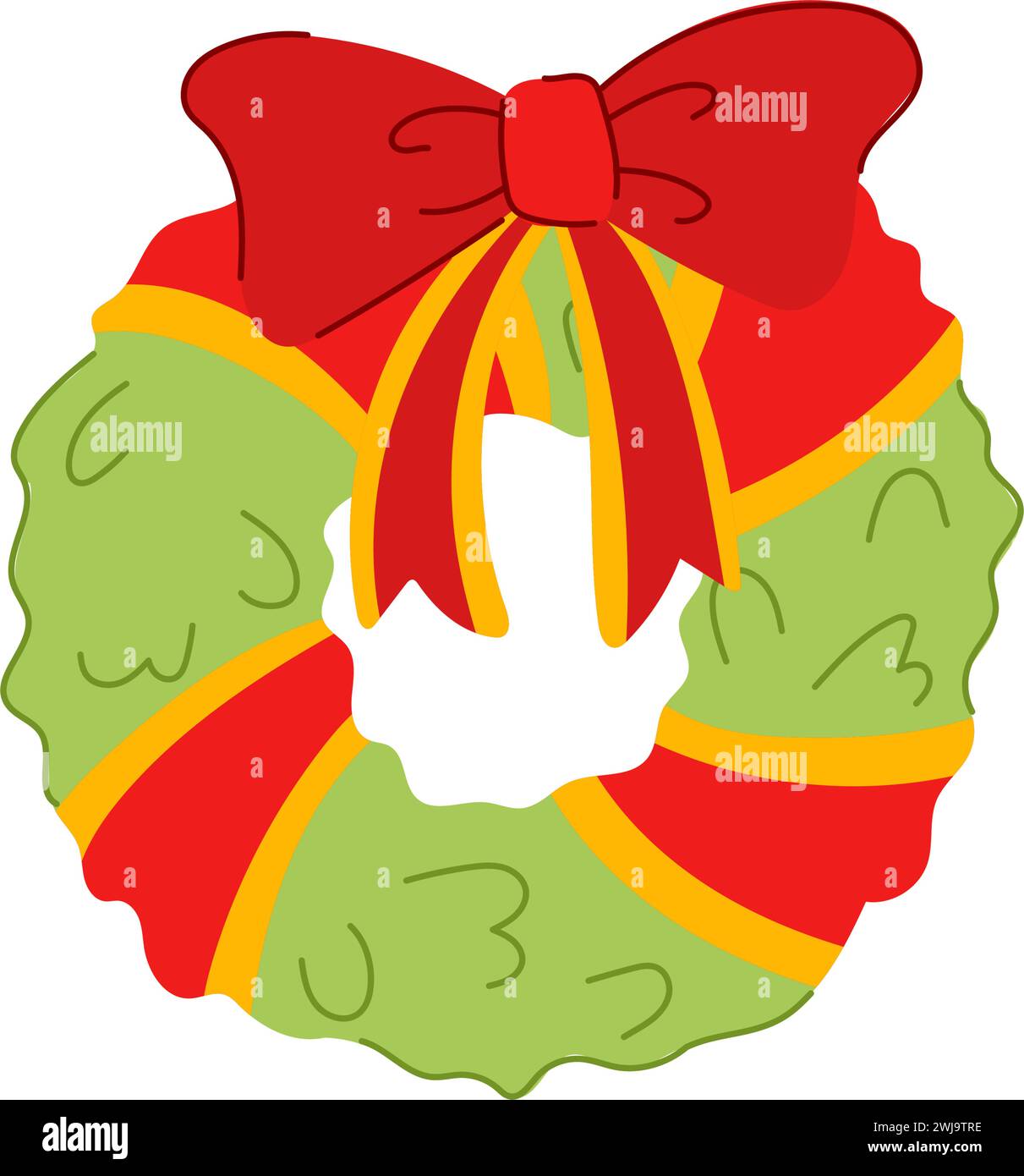 tree christmas wreath cartoon vector illustration Stock Vector Image ...
