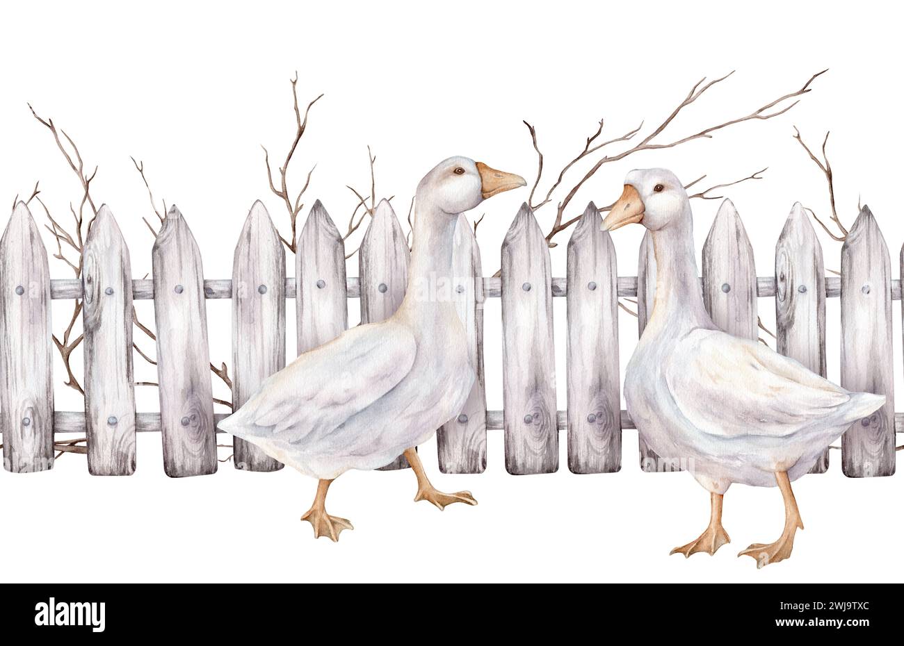 Seamless border fence made of white gray, boards with a wood texture ...