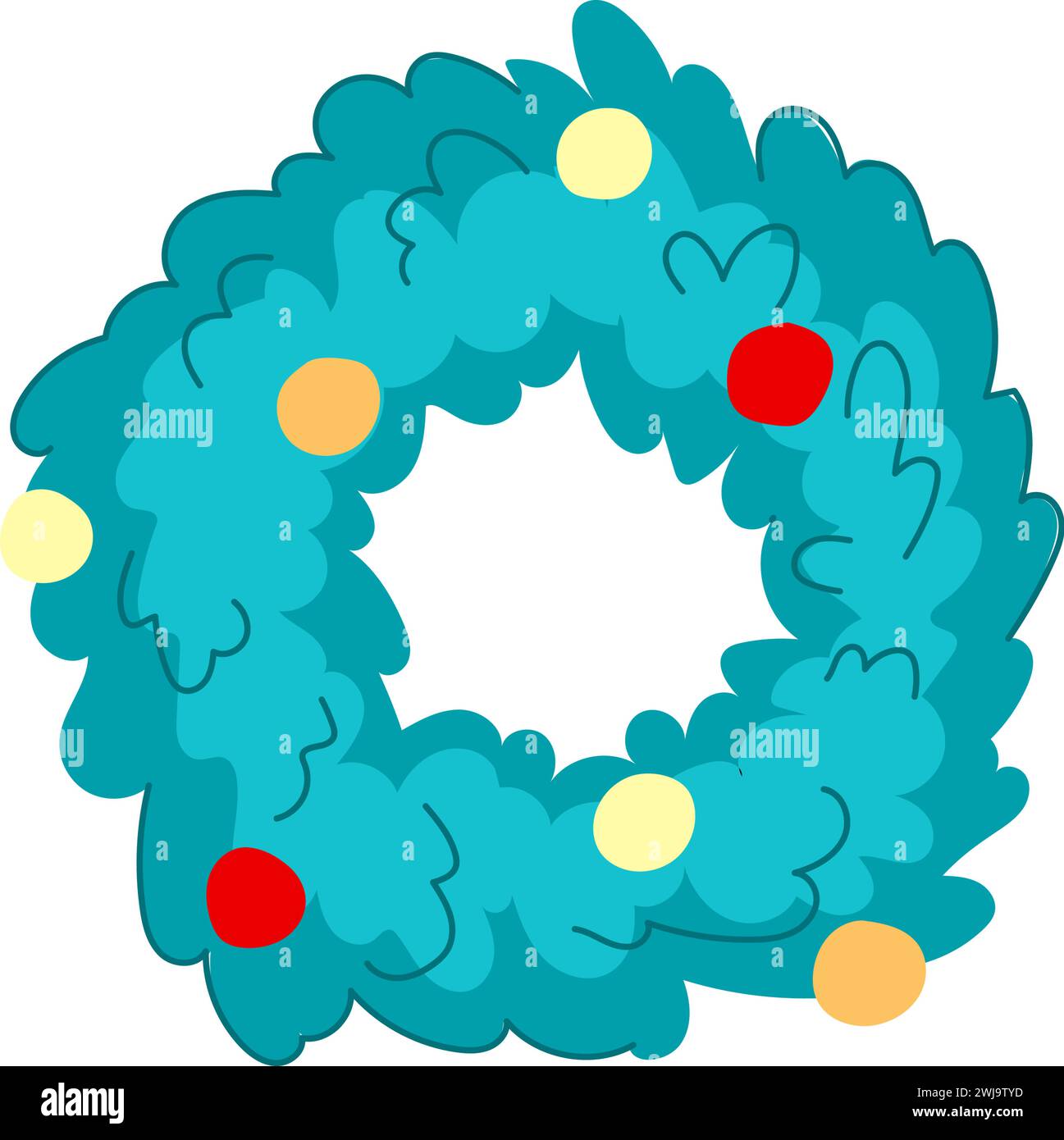 banner christmas wreath cartoon vector illustration Stock Vector Image ...