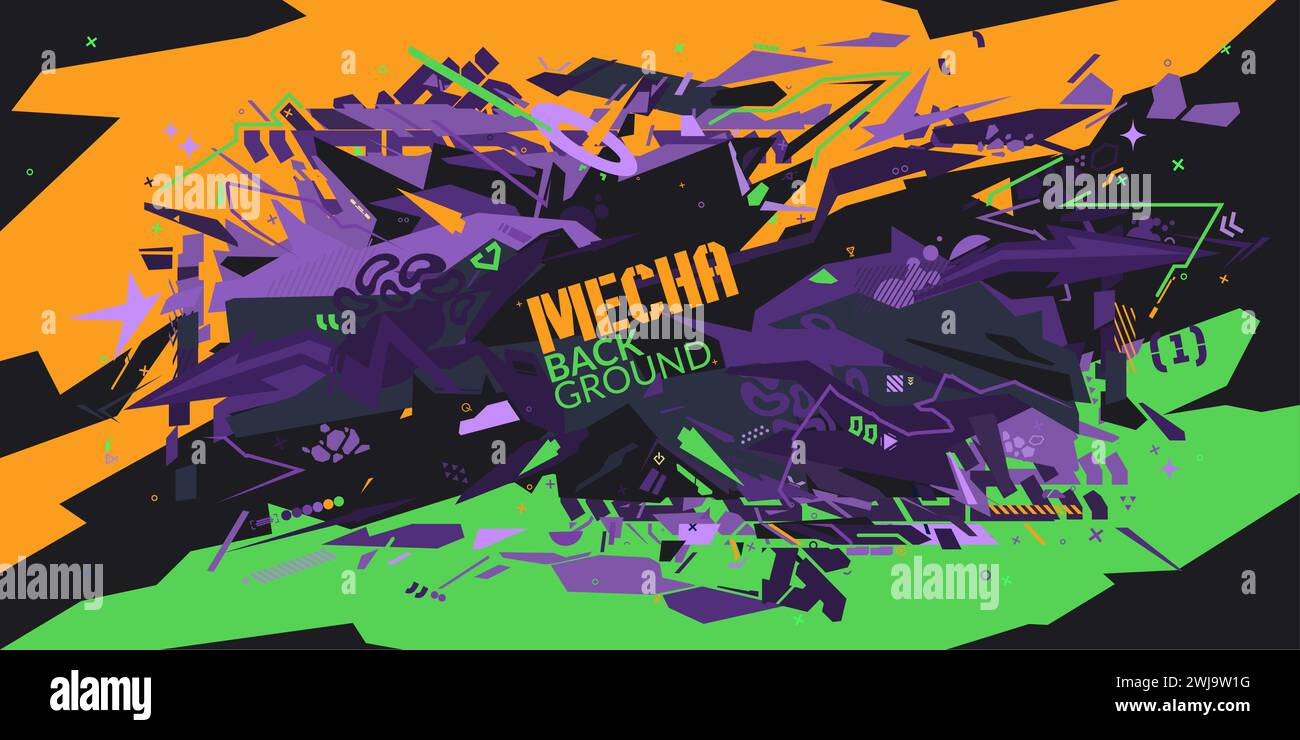 Trendy Abstract Urban Neon Futuristic Geometric Graffiti Street Art ...