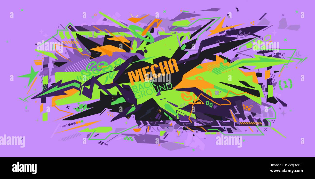 Cool Trendy Abstract Urban Neon Futuristic Geometric Graffiti Street ...