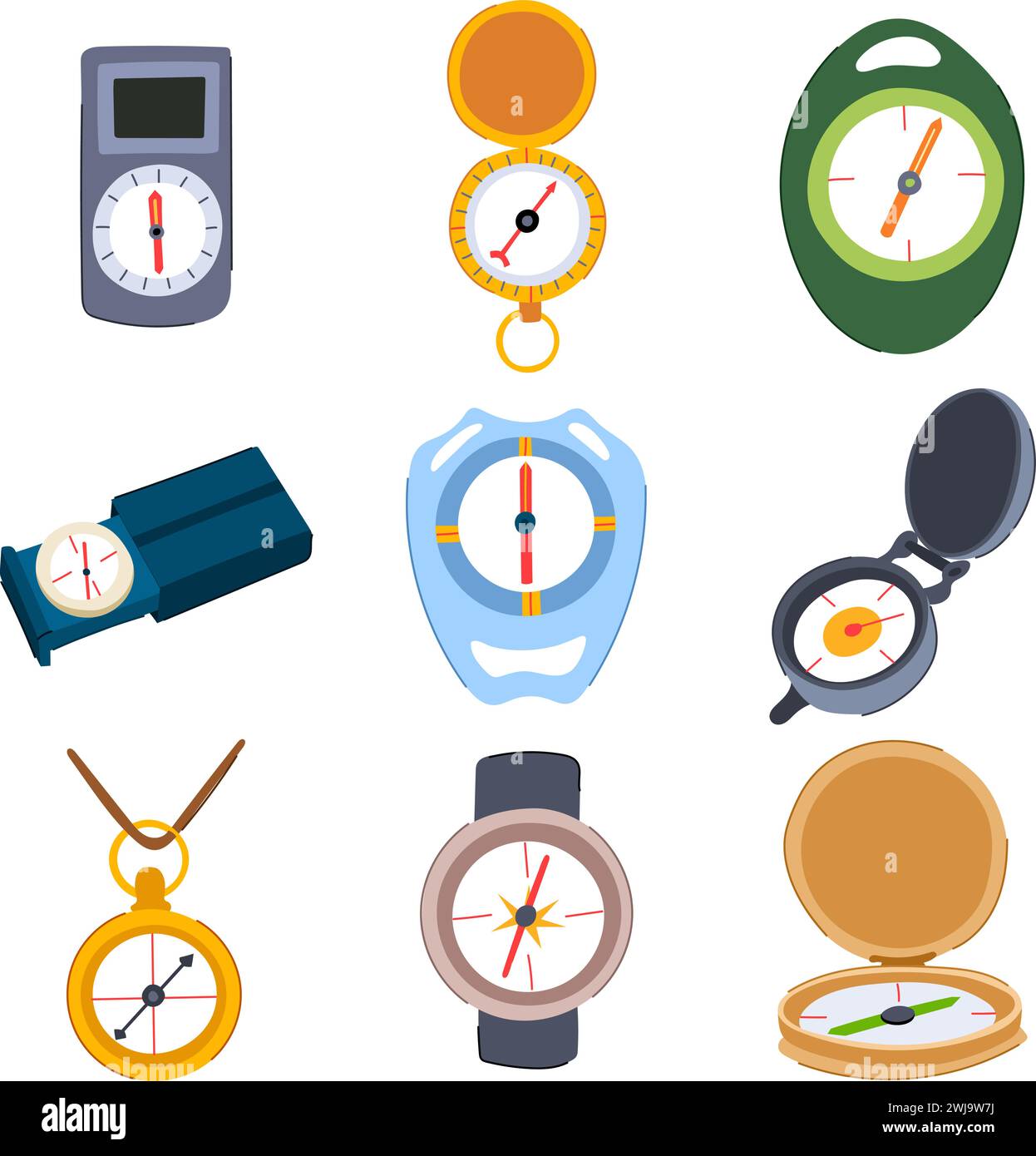 compass set cartoon vector illustration Stock Vector Image & Art - Alamy