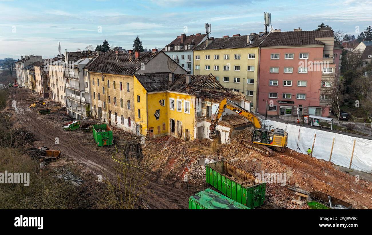 Linz, Waldeggstrasse, Abbruchhaeuser 14.02.2024, Linz, AUT ...