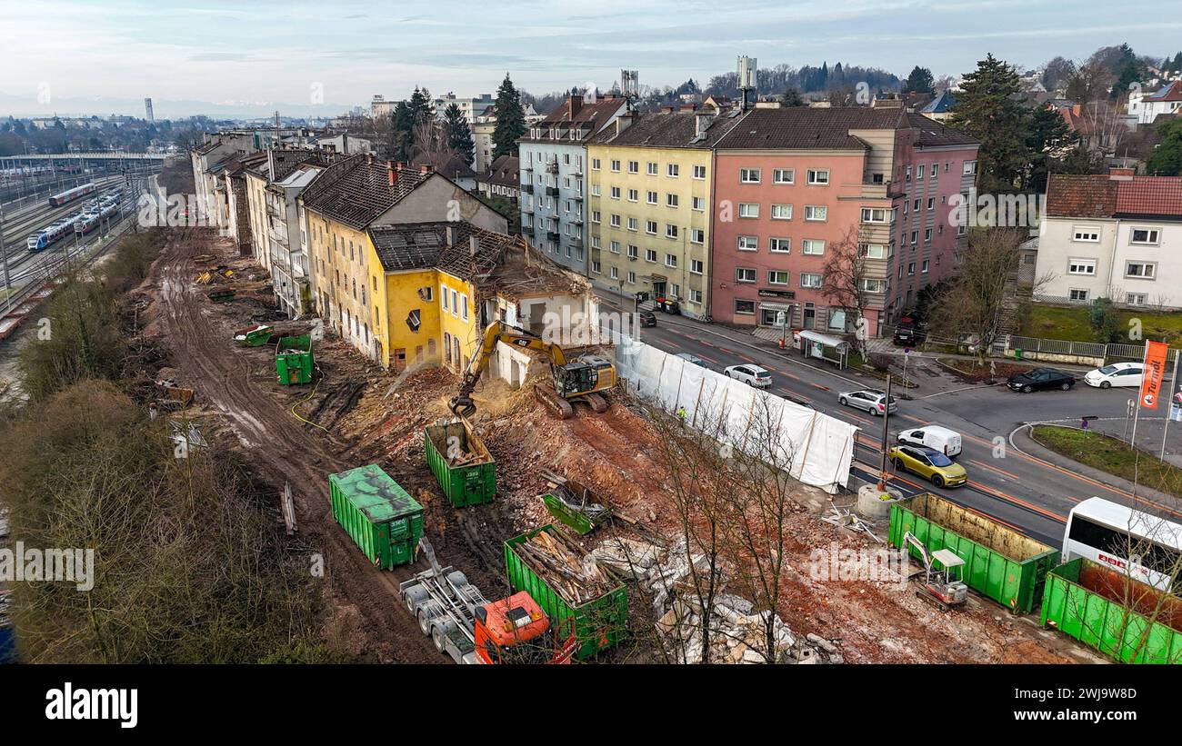 Linz, Waldeggstrasse, Abbruchhaeuser 14.02.2024, Linz, AUT ...