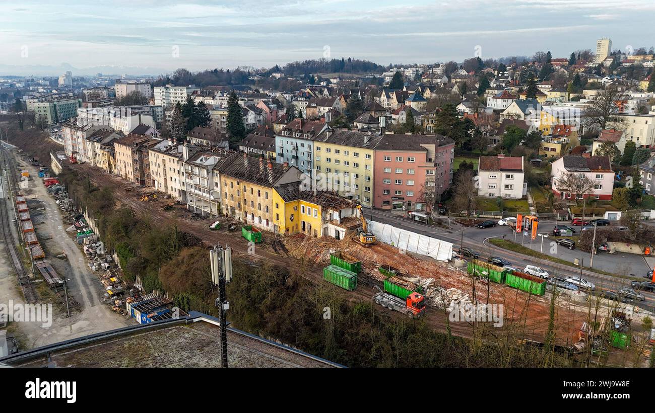 Linz, Waldeggstrasse, Abbruchhaeuser 14.02.2024, Linz, AUT ...