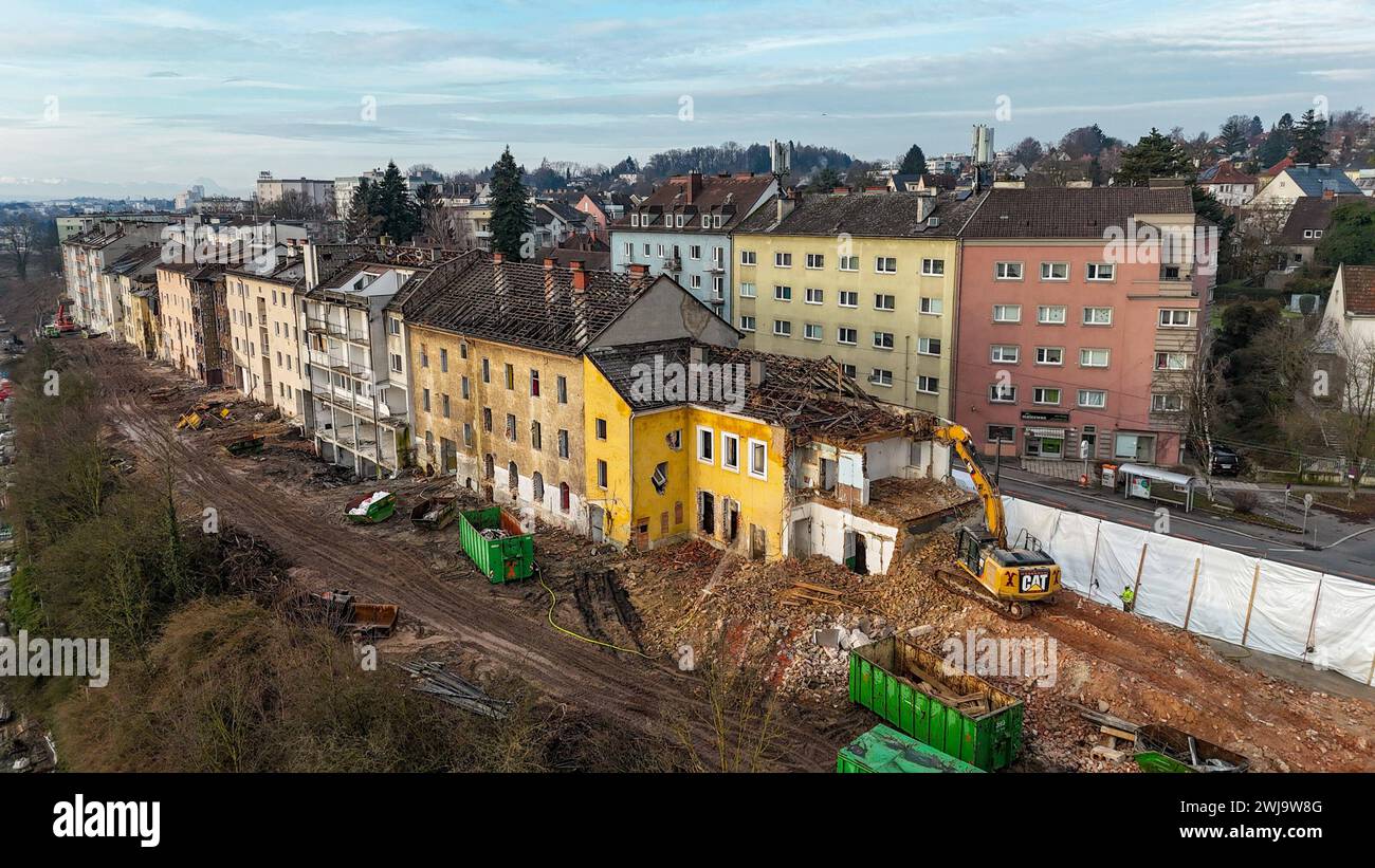 Linz, Waldeggstrasse, Abbruchhaeuser 14.02.2024, Linz, AUT ...