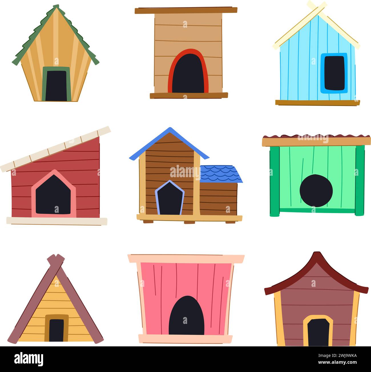 dog house set cartoon vector illustration Stock Vector Image & Art - Alamy
