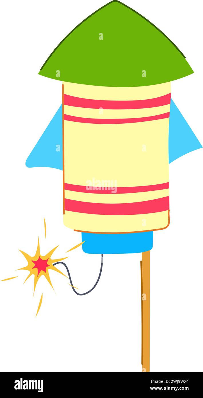fire firework rocket cartoon vector illustration Stock Vector Image ...