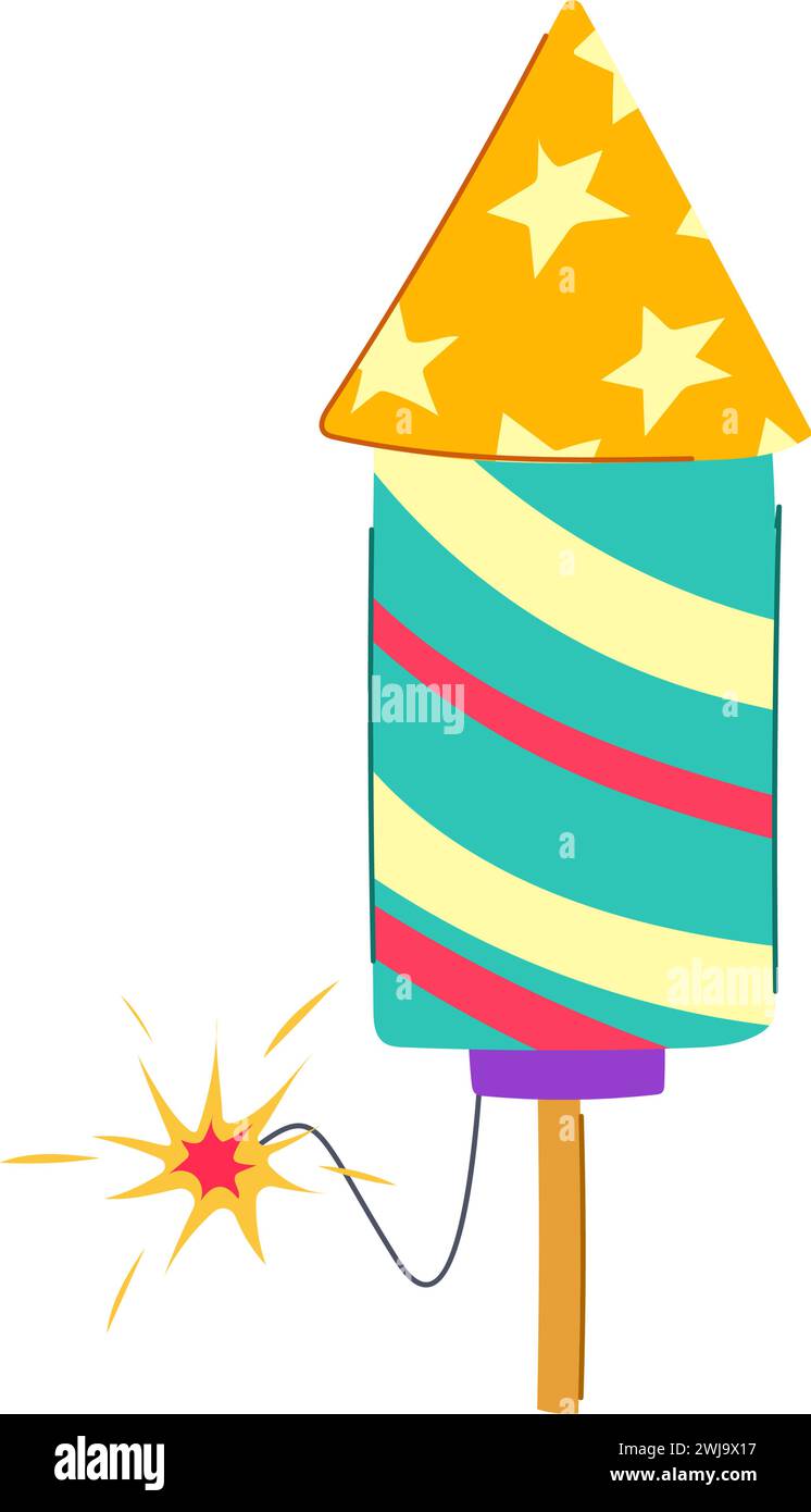 cracker firework rocket cartoon vector illustration Stock Vector Image ...
