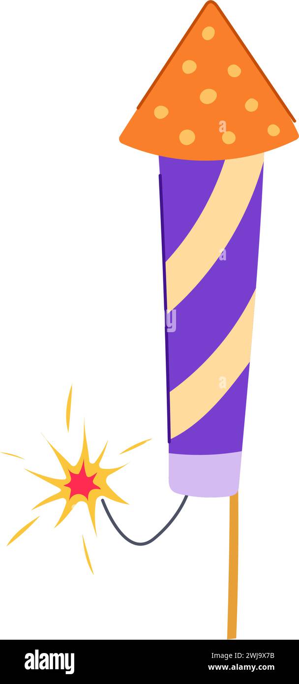 holiday firework rocket cartoon vector illustration Stock Vector Image ...