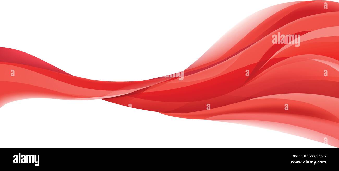 Vector abstract red on white wave background. Graphic curve flow energy ...