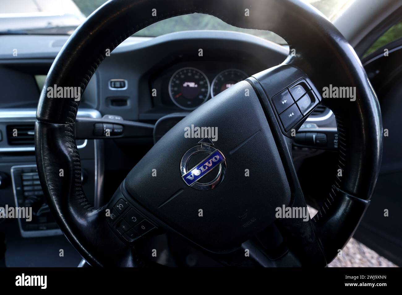 Generic view of an old Volvo V60 cars interior with high mileage of ...