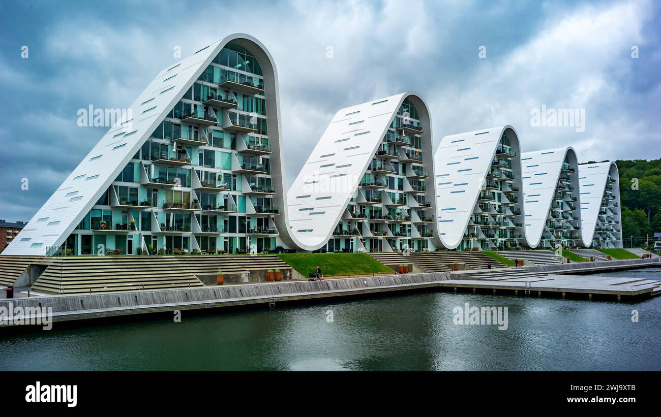 vejle,denmark, 07 aug 2023, Bolgen, the wave, modern residential ...