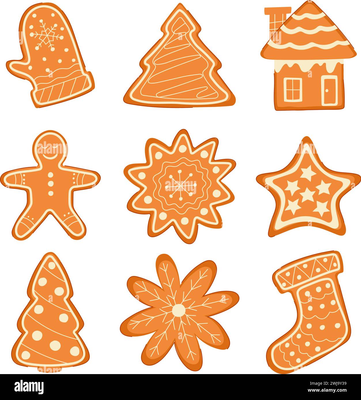 gingerbread set cartoon vector illustration Stock Vector Image & Art ...