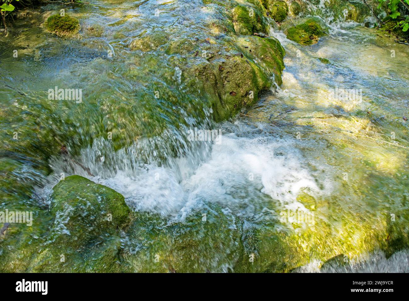 limestone waterfall on Plitnicke Lakes. Travel around Europe Stock ...