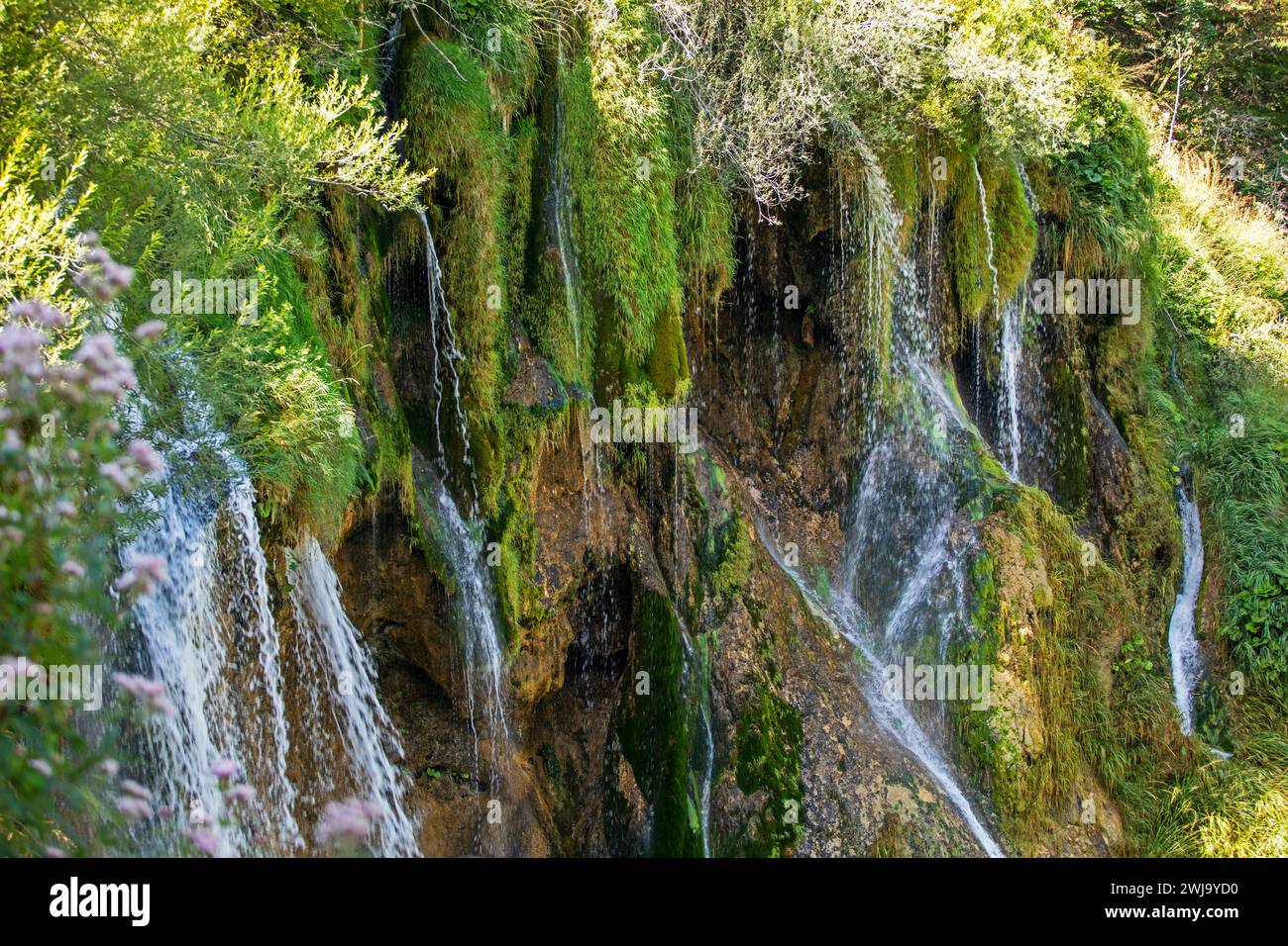 limestone waterfall on Plitnicke Lakes. Travel around Europe Stock ...