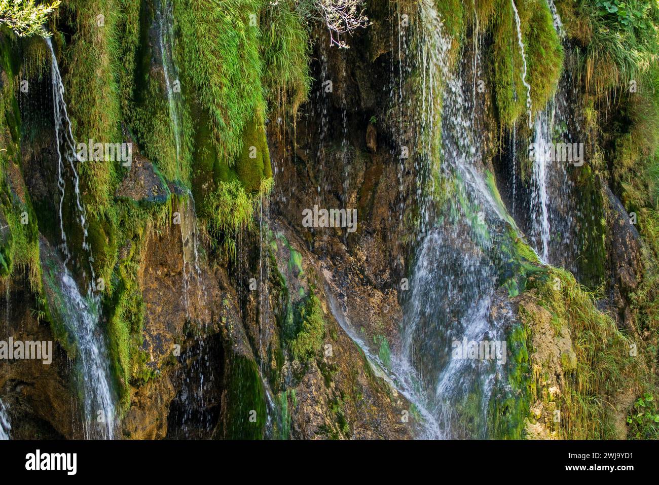 limestone waterfall on Plitnicke Lakes. Travel around Europe Stock ...