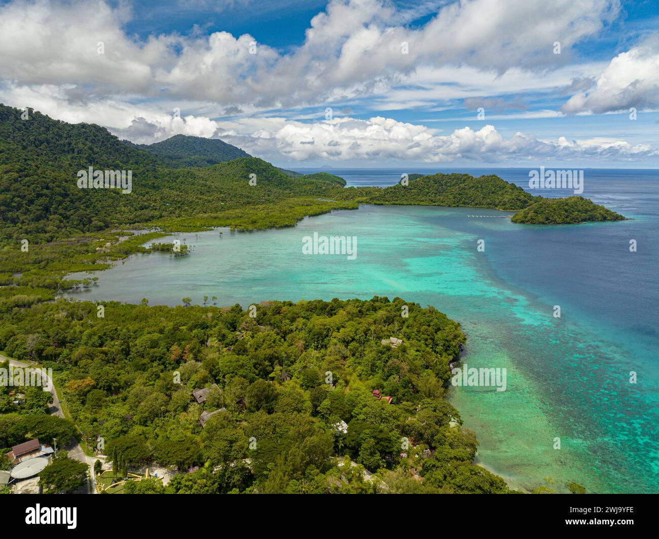Top view of islands and bays with lagoons in the tropics. Weh Island ...