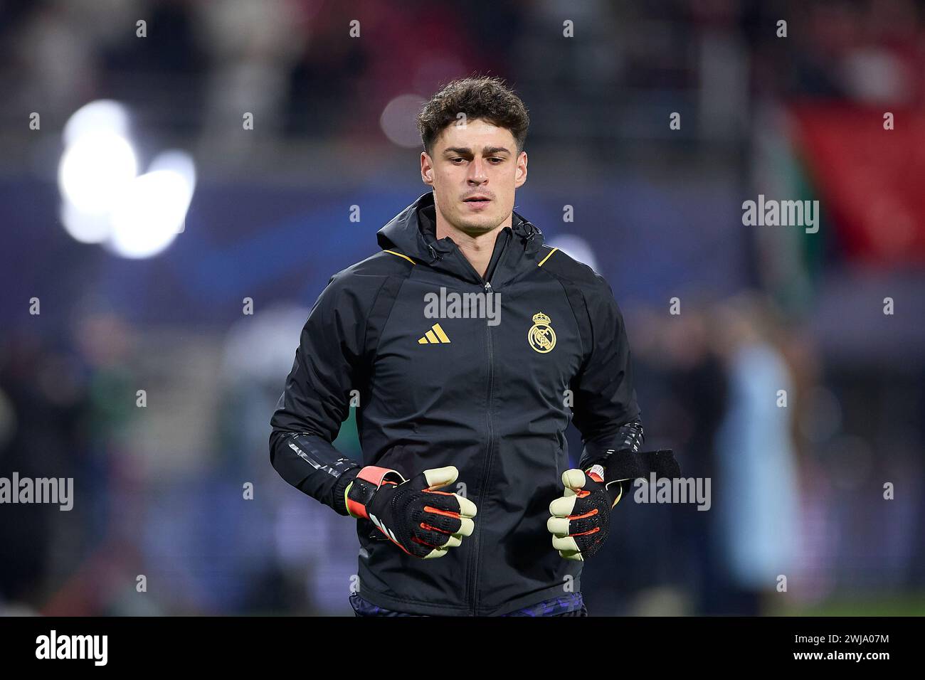 Kepa Arrizabalaga of Real Madrid warms up before the UEFA Champions ...