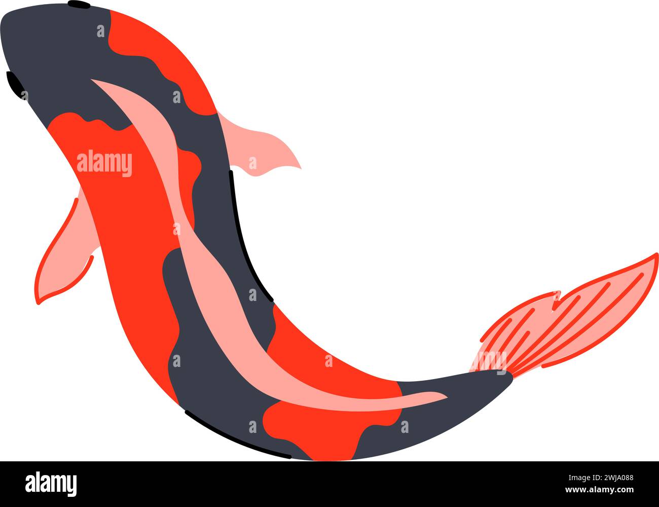 red koi fish carp cartoon vector illustration Stock Vector Image & Art ...