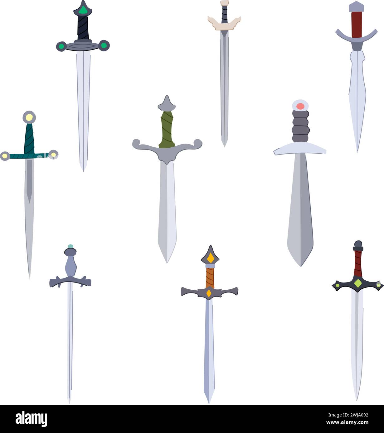 medieval sword set cartoon vector illustration Stock Vector Image & Art ...
