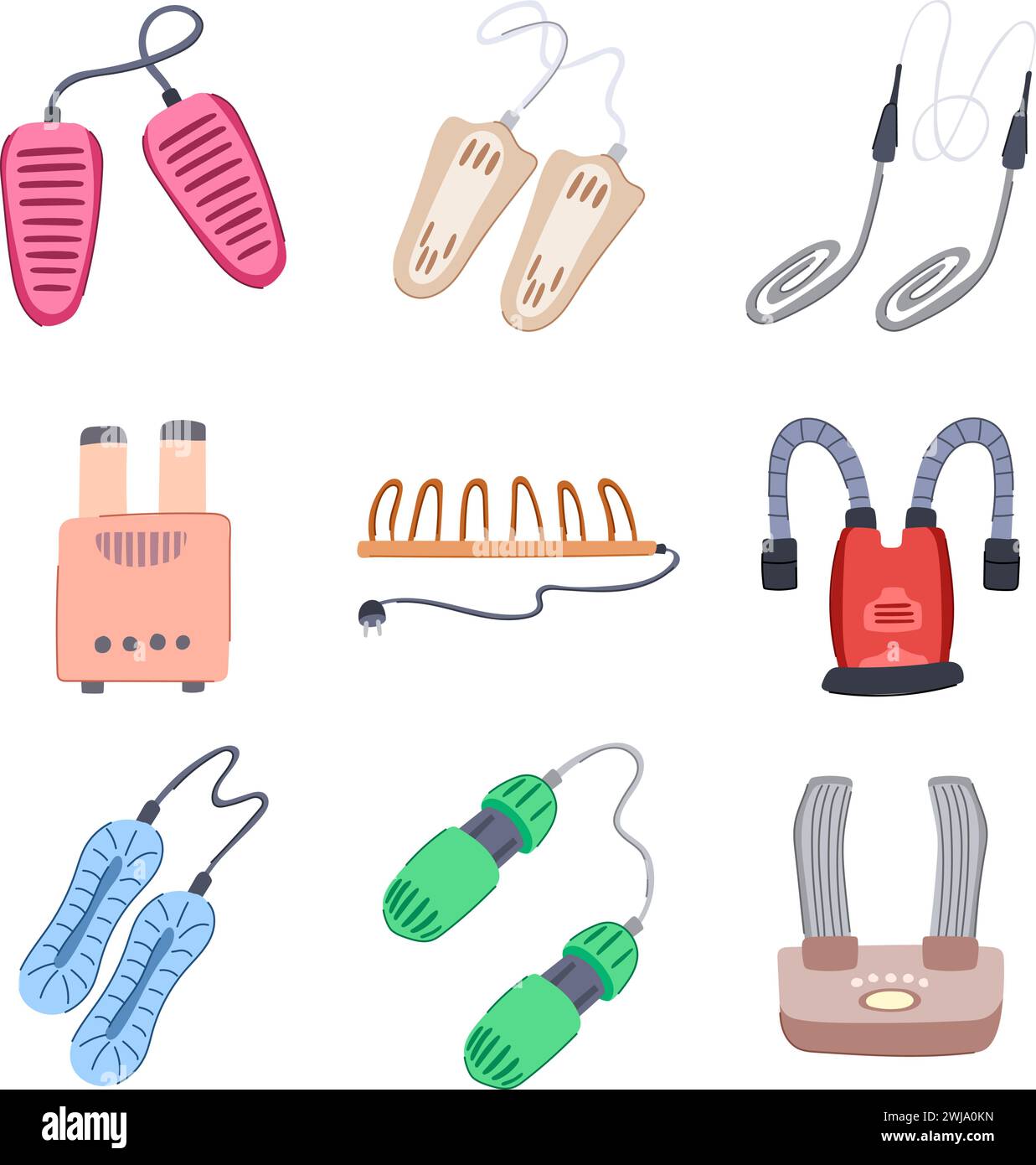shoe dryer electric set cartoon vector illustration Stock Vector Image ...