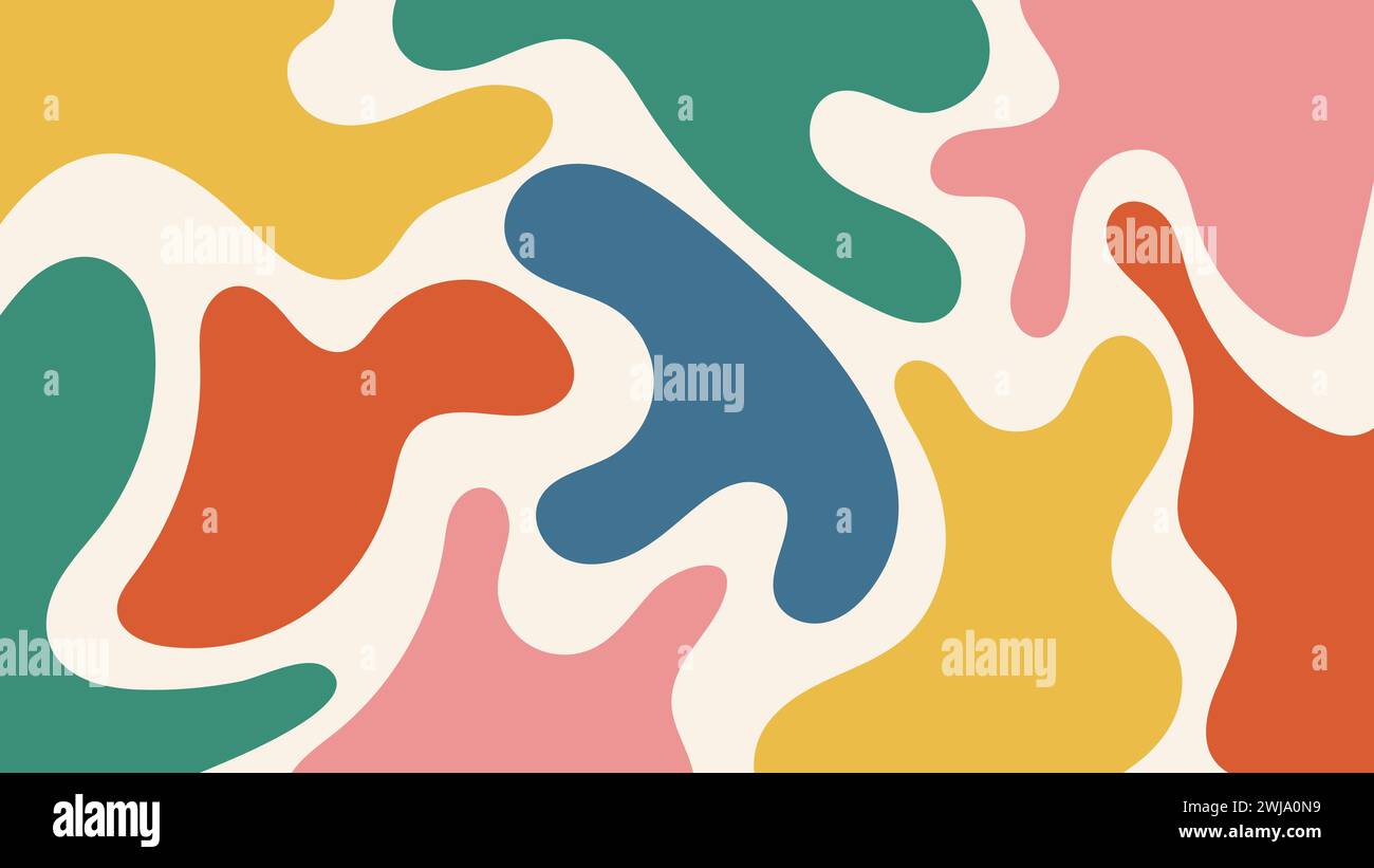 Colorful liquid blobs and organic shapes on beige background. Trendy ...