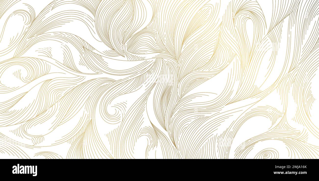 Vector line abstract gold pattern, wave texture wallpaper ornament ...