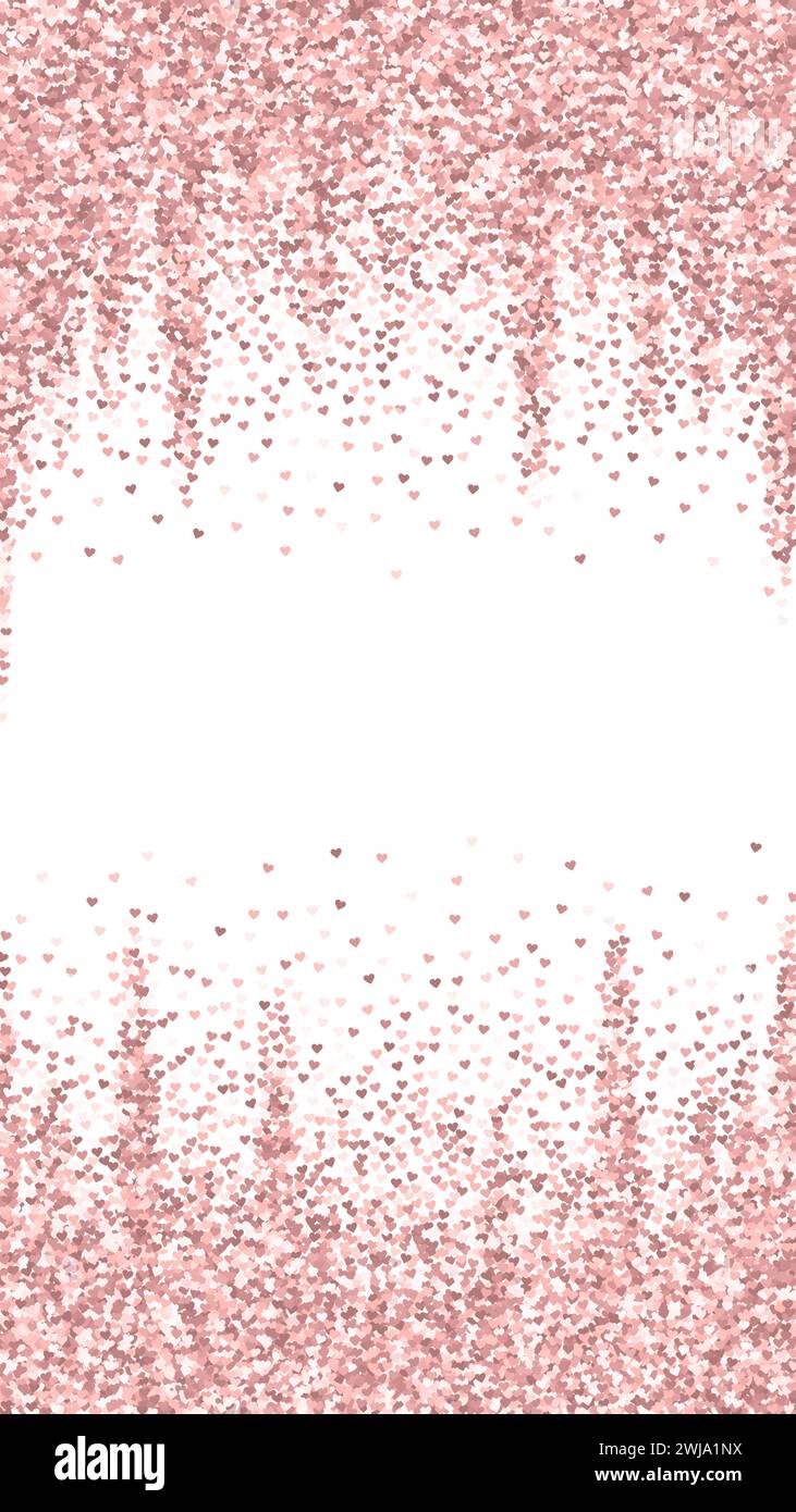 Valentine hearts, flying, falling down, floating. Red hearts scattered ...