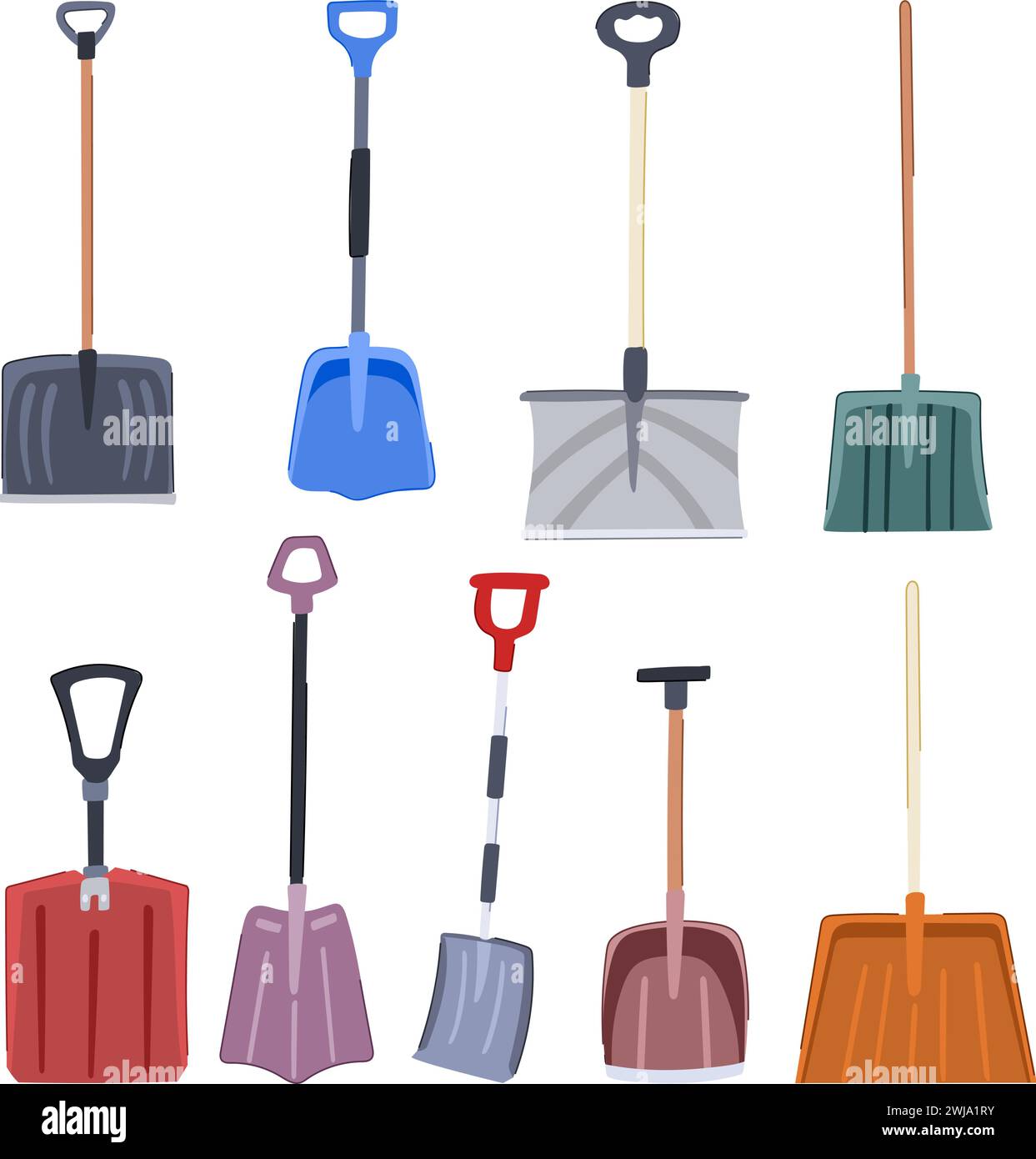 snow shovel set cartoon vector illustration Stock Vector Image & Art ...